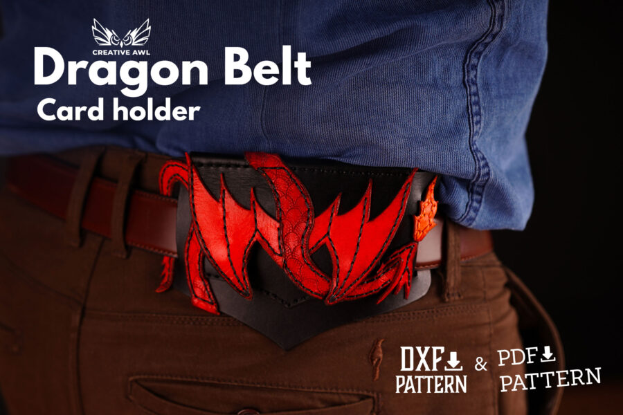 Dragon Belt Card Holder [PDF & DXF pattern] - Creative Awl Studio