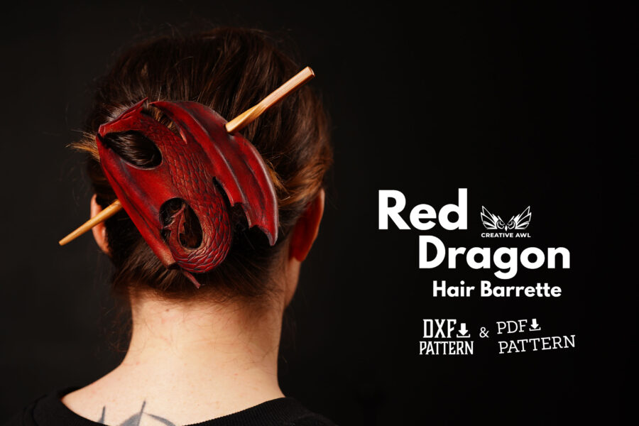 Red Dragon Hair Barrette [PDF & DXF pattern] - Creative Awl Studio
