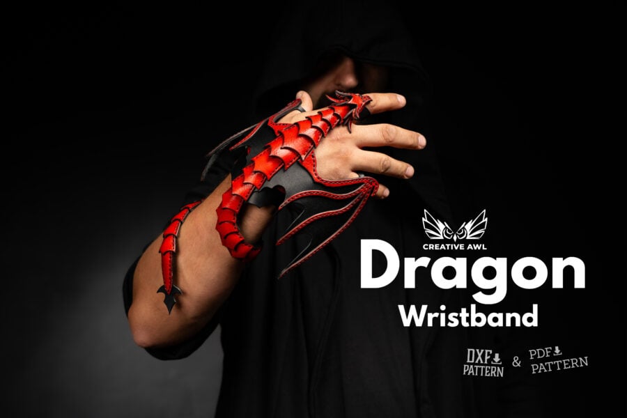 Dragon Wristband [PDF & DXF pattern] - Creative Awl Studio
